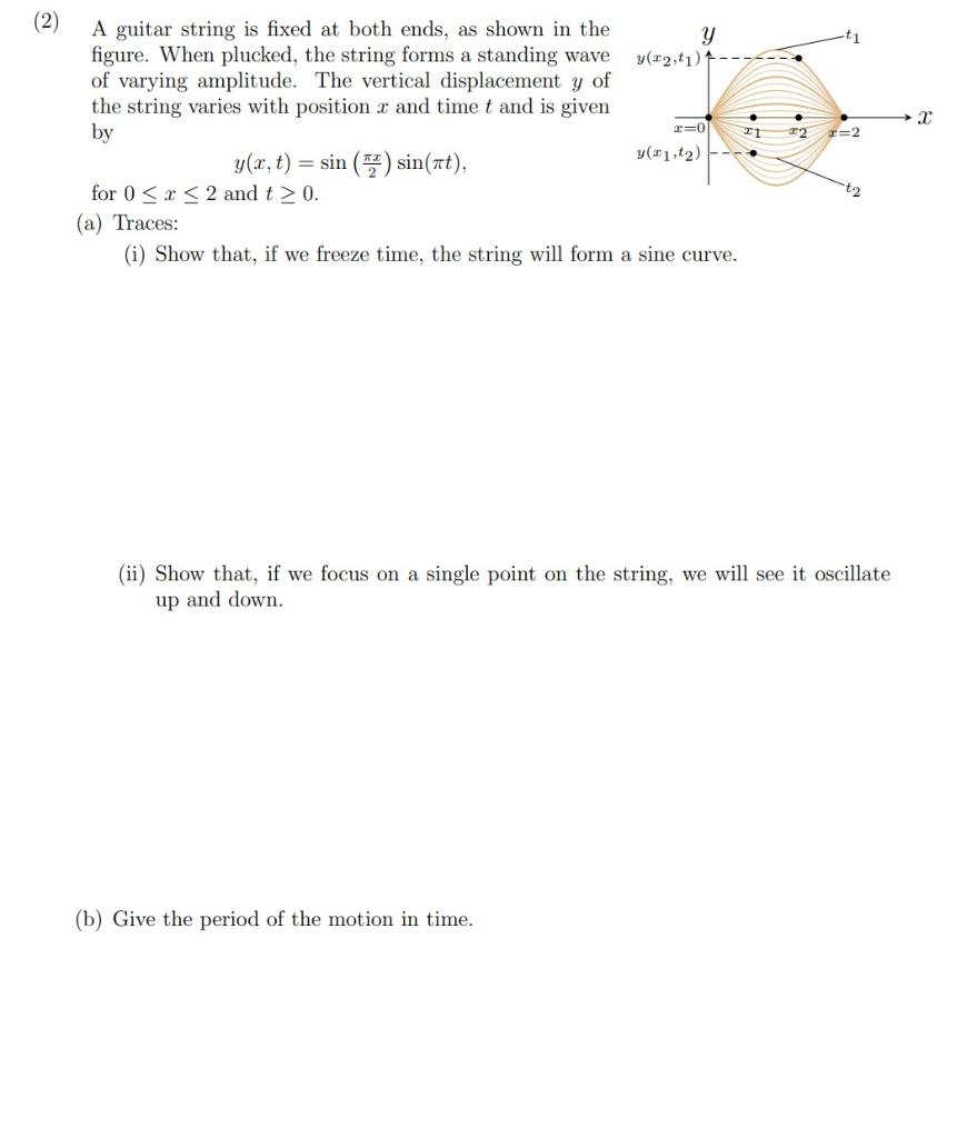 Solved (2) A guitar string is fixed at both ends, as shown | Chegg.com