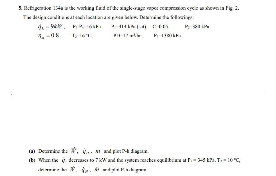 Solved Refrigerant 134a is the working fluid of the | Chegg.com