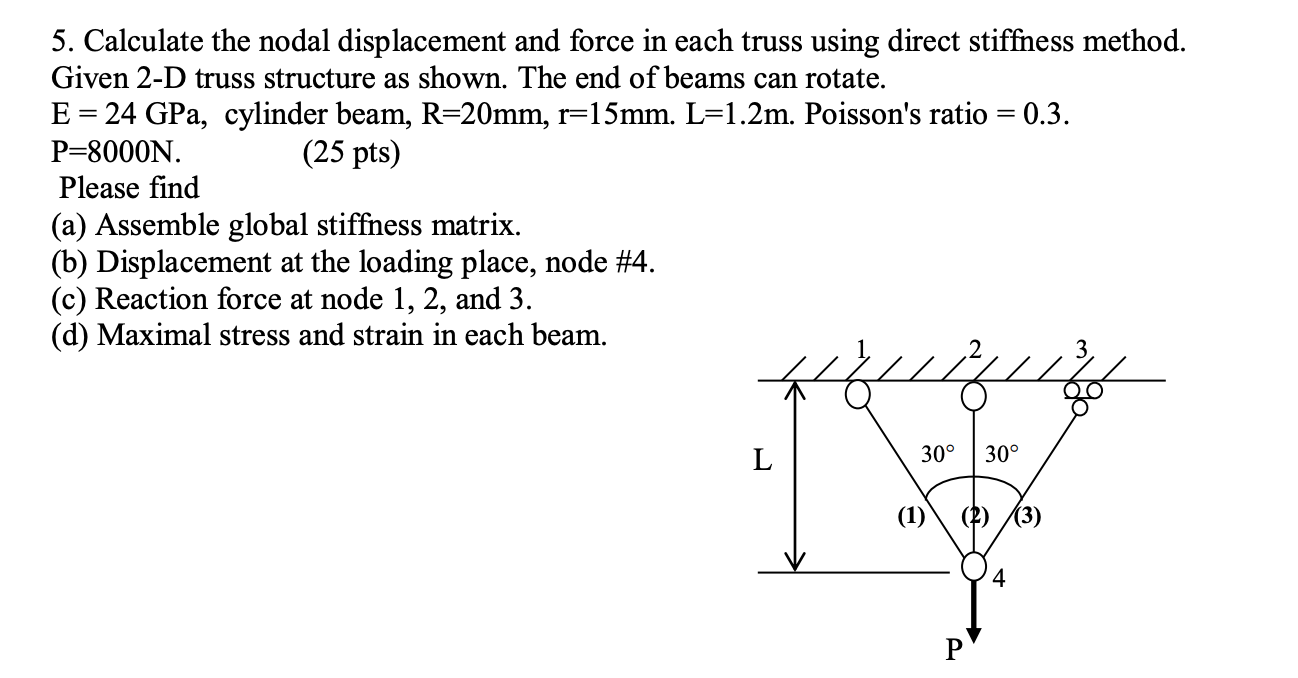 5. Calculate the nodal displacement and force in each | Chegg.com