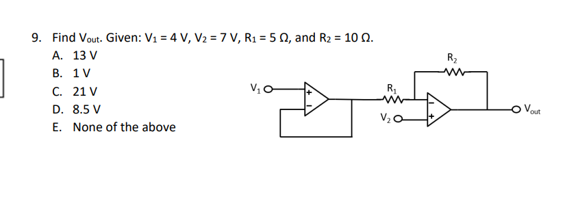 Solved V1=4 V, V2=7 V,R1=5Ω, and R2=10Ω | Chegg.com