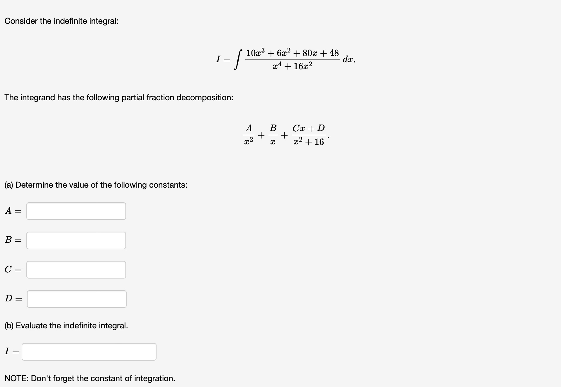 Solved Consider the indefinite integral: | Chegg.com