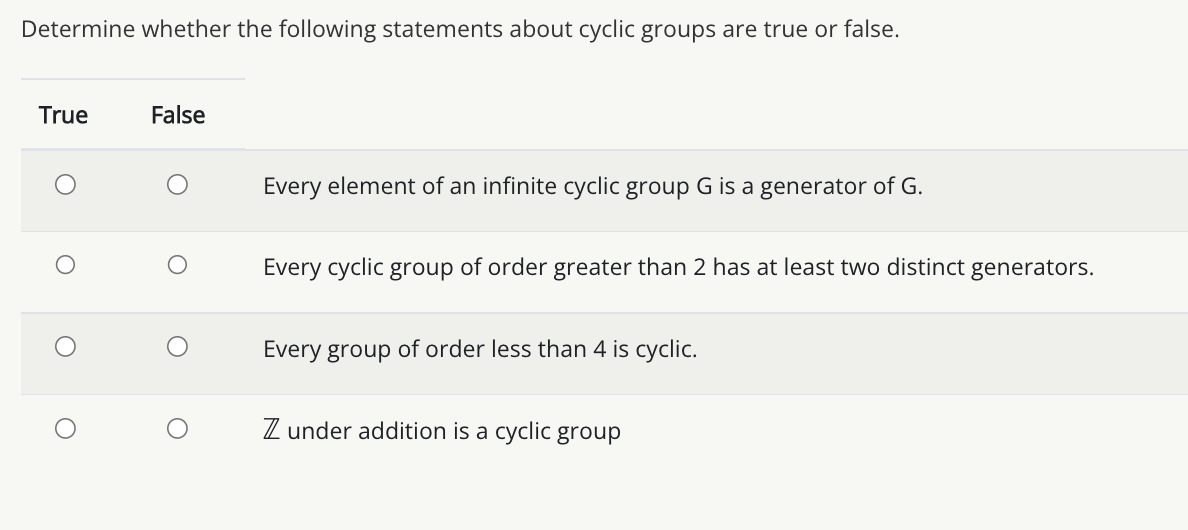 Solved Determine whether the following statements about | Chegg.com