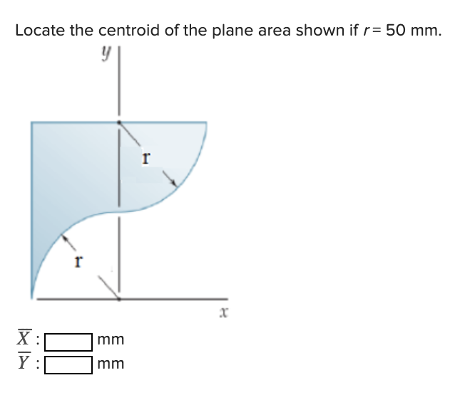 Solved Locate the centroid of the plane area shown if r= 50 | Chegg.com
