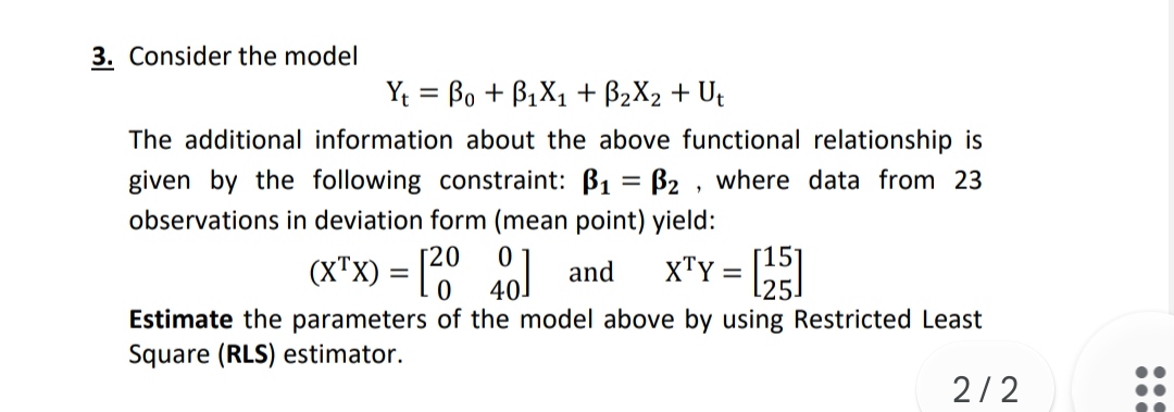 Solved Consider the model Yt = \beta 0 + \beta 1X1 + \beta | Chegg.com