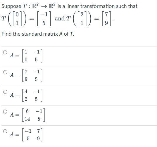 Solved Suppose T:R2→R2 is a linear transformation such that | Chegg.com
