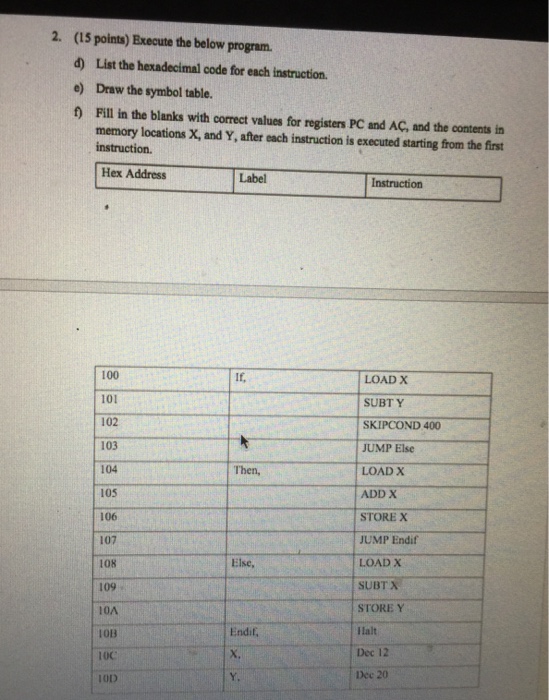Solved 2. (15 points) Execute the below program. d) e) f) | Chegg.com