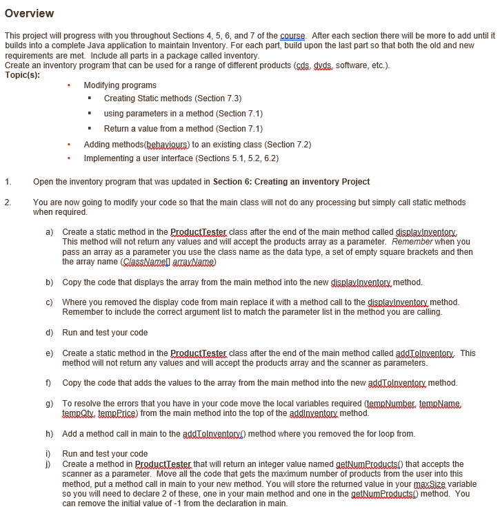 Solved Overview This project will progress with you | Chegg.com