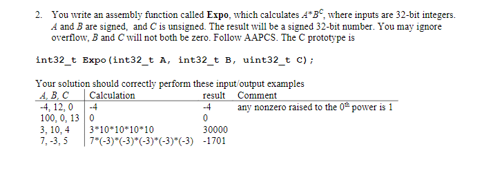 Solved 2. You write an assembly function called Expo, which | Chegg.com