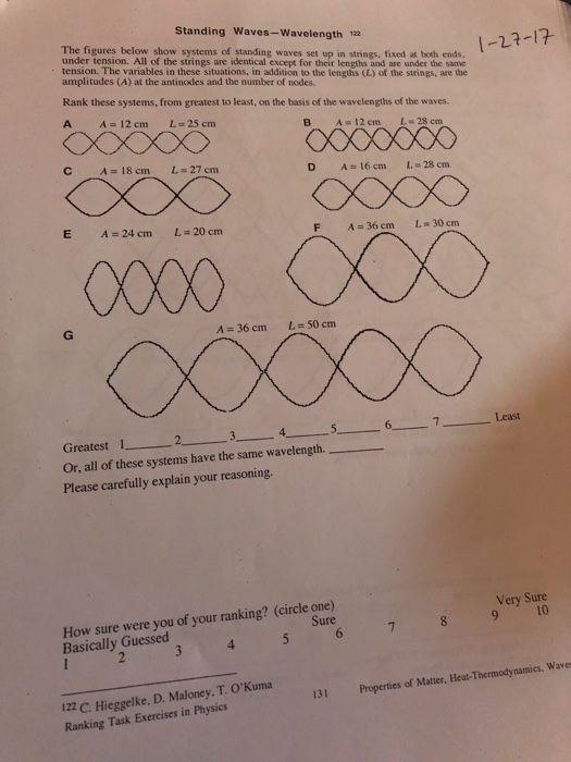 Solved Standing Waves Wavelength 122 The Figures Below Show 