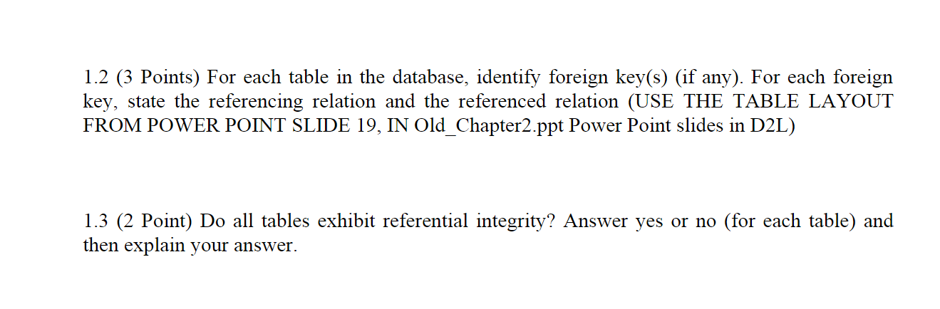 Solved Given the following database instance, answer | Chegg.com