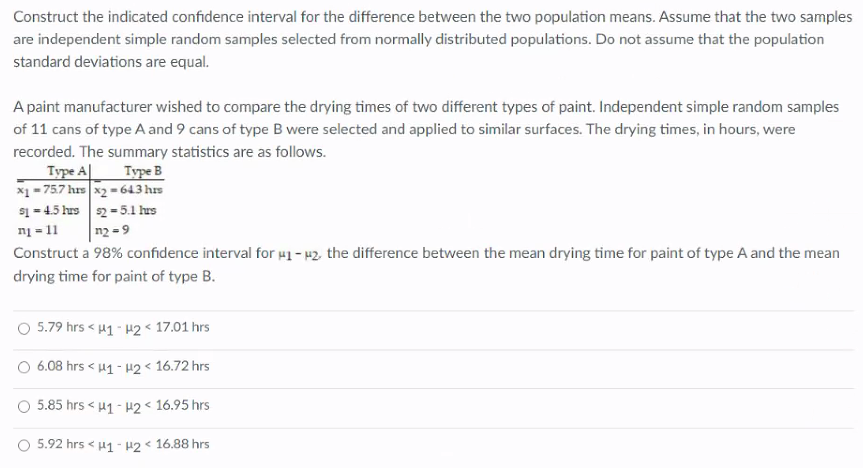 Solved Construct the indicated confidence interval for the | Chegg.com