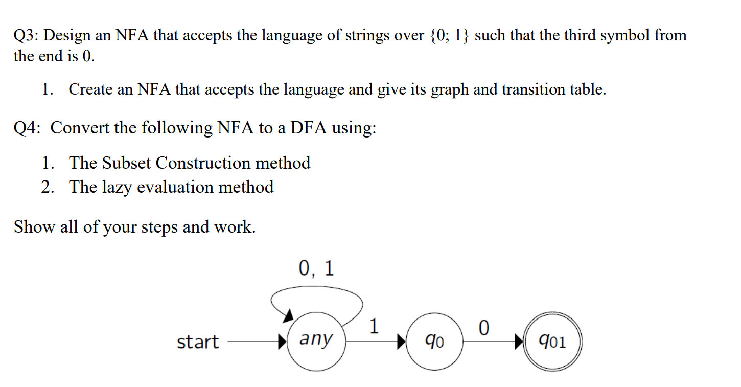 Solved Q3: Design an NFA that accepts the language of | Chegg.com