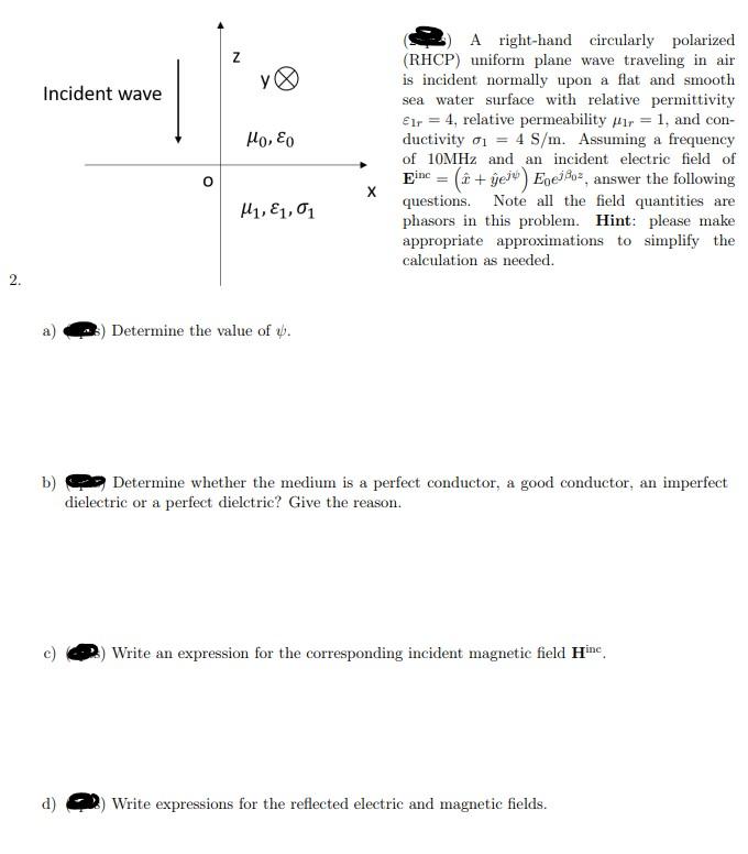 Solved A right-hand circularly polarized (RHCP) uniform | Chegg.com