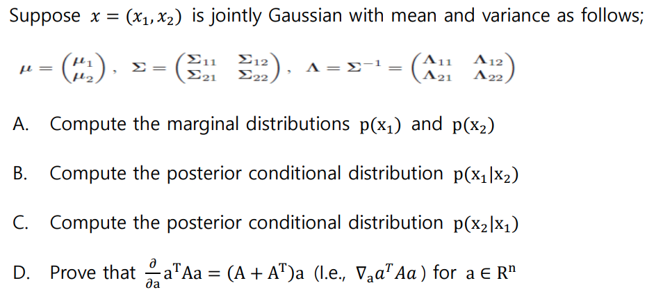 Solved Suppose x=(x1,x2) ﻿is jointly Gaussian with mean and | Chegg.com