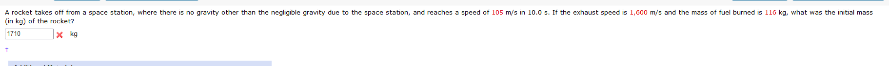 Solved (in kg ) of the rocket? & kg | Chegg.com