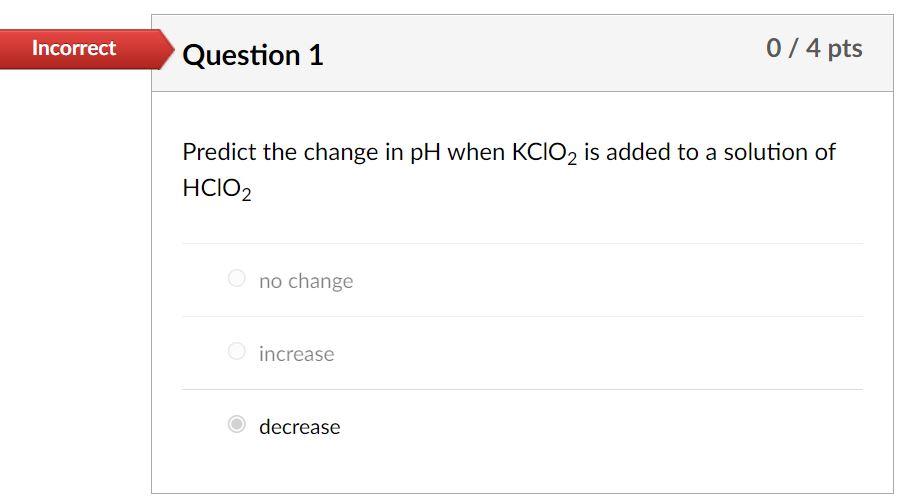 Solved Predict the change in pH when KClO2 is added to a | Chegg.com
