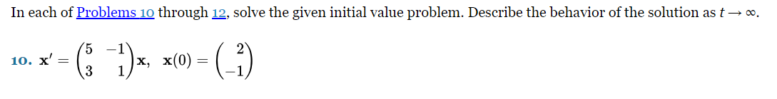Solved In each of Problems 10 through 12, solve the given | Chegg.com