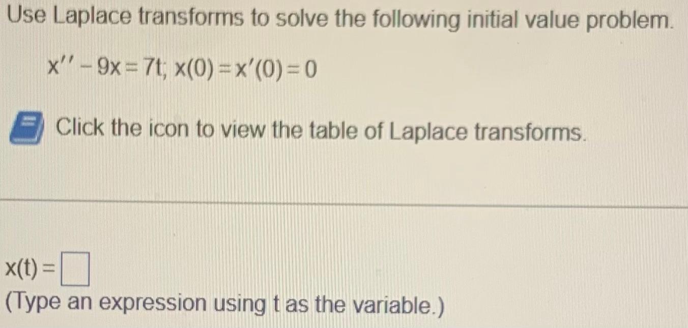 Solved Use Laplace transforms to solve the following initial | Chegg.com