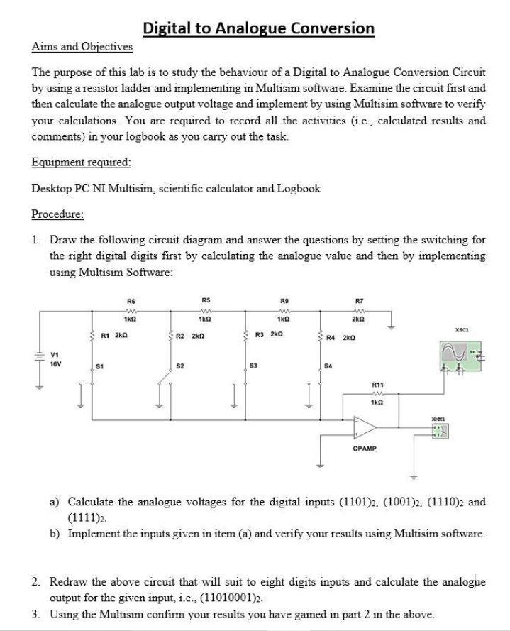 Solved Digital to Analogue Conversion Aims and Objectives | Chegg.com