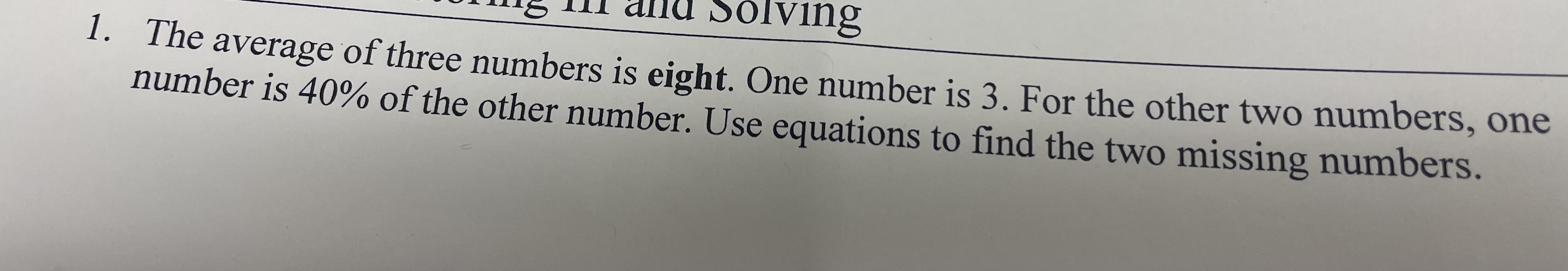Solved The average of three numbers is eight. One number is | Chegg.com