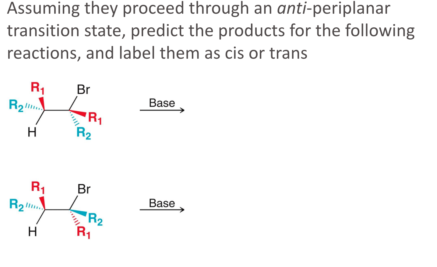 Solved Assuming they proceed through an anti-periplanar | Chegg.com