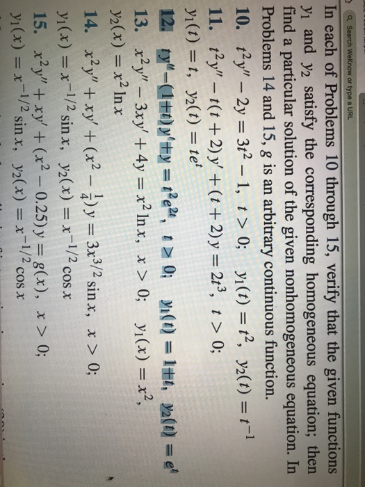 Solved In each of Problems 10 through 15, verify that the | Chegg.com