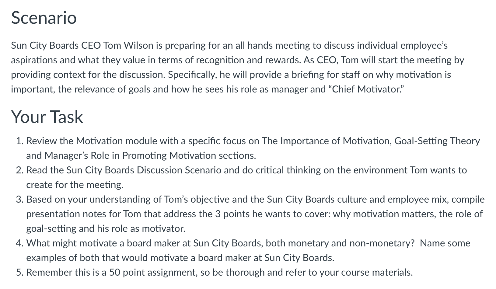 Solved Scenario Sun City Boards CEO Tom Wilson is preparing | Chegg.com