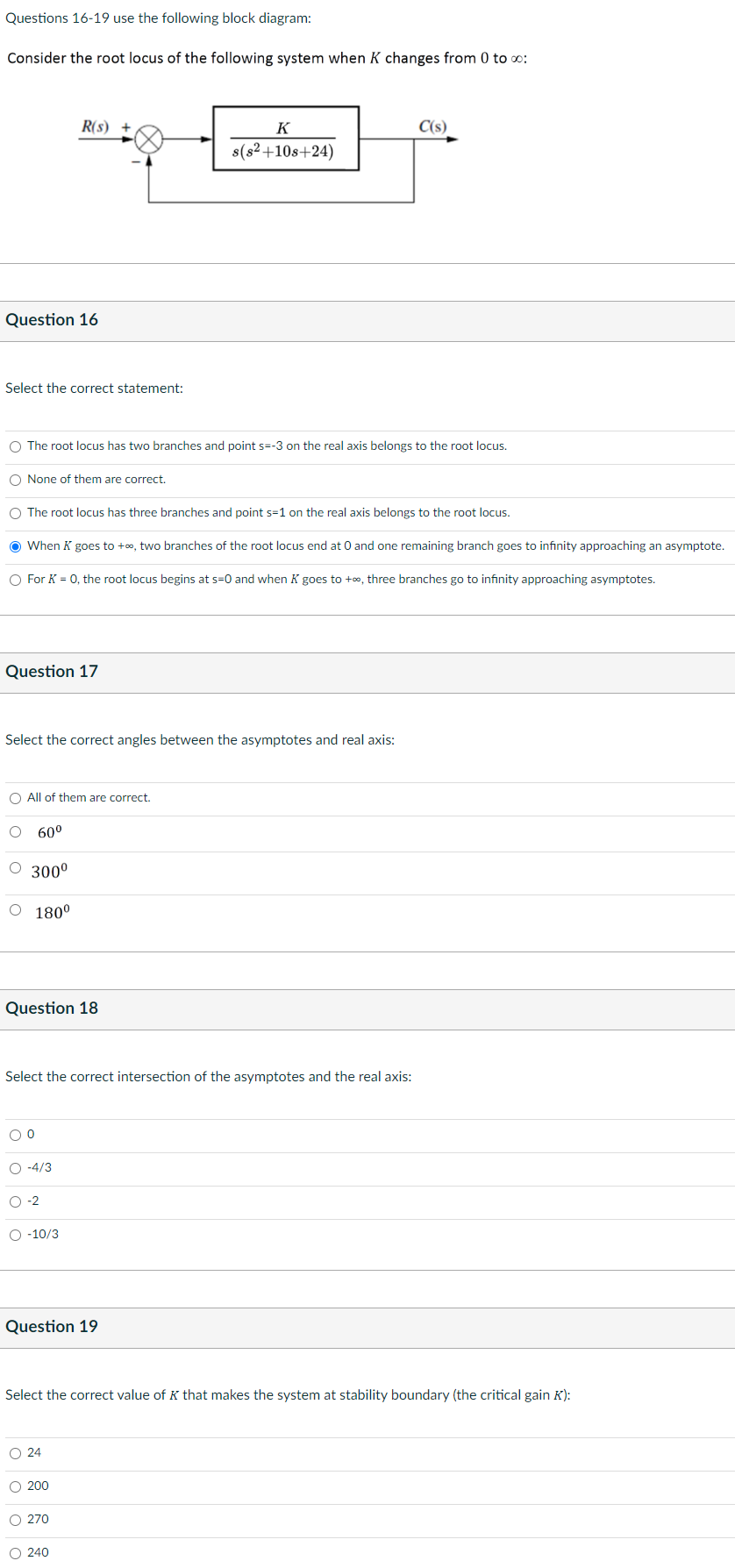 Solved Questions 16−19 use the following block diagram: | Chegg.com