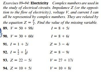 Solved Exercises 89–94: Electricity Complex numbers are used | Chegg.com