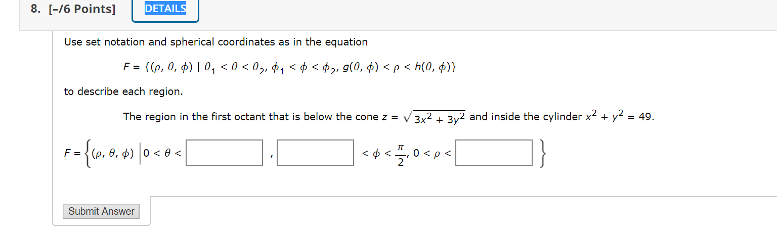 Solved 8. [-76 Points] DETAILS Use set notation and | Chegg.com