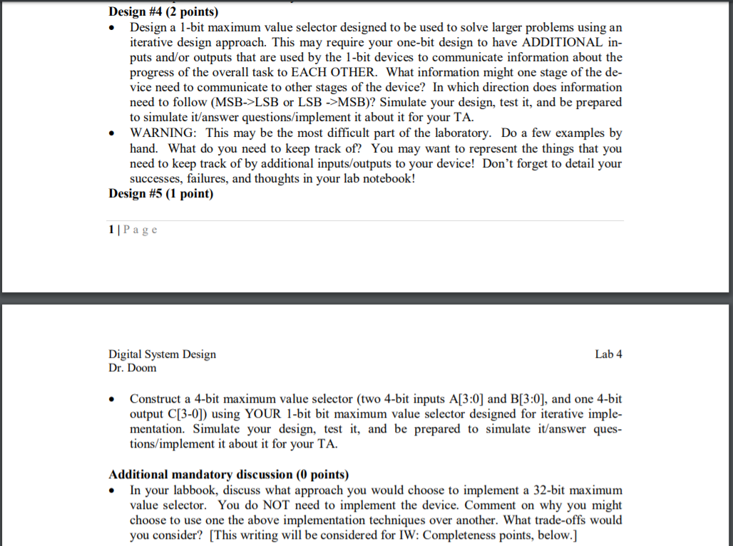 Solved I ONLY NEED DESIGN 4 AND 5 ANSWERED. I HAVE COMPLETED | Chegg.com