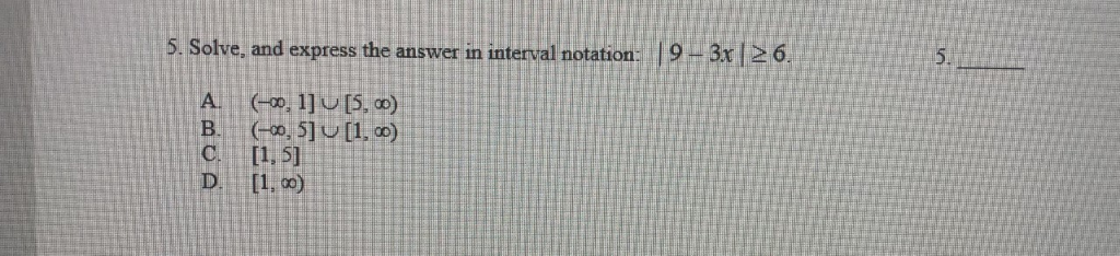 Solved 5. Solve, and express the answer in inte notati 9-3x6 | Chegg.com