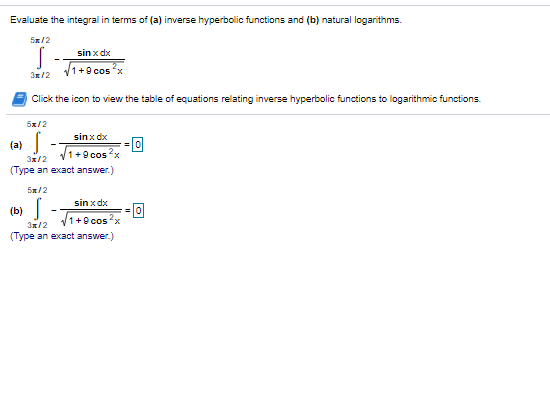 Solved Evaluate the integral in terms of (a) inverse | Chegg.com