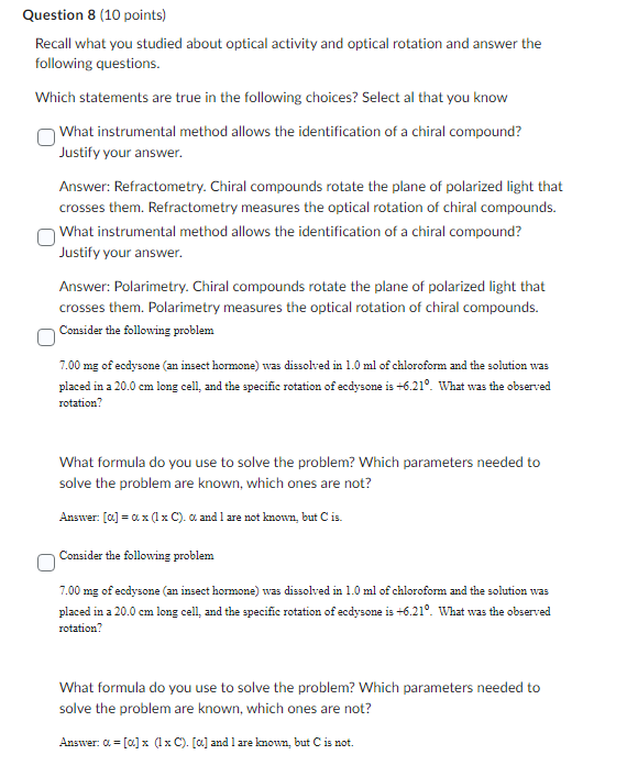 Solved Recall what you studied about optical activity and | Chegg.com