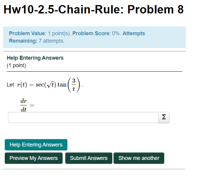 Solved Hw10-2.5-Chain-Rule: Problem 8 Problem Value: 1 | Chegg.com