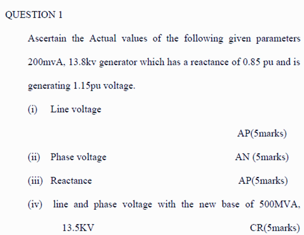 Solved QUESTION 1 Ascertain the Actual values of the | Chegg.com
