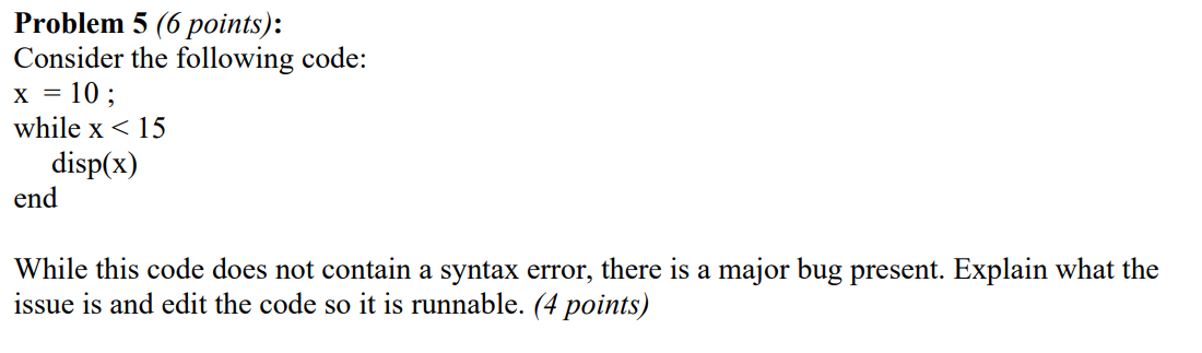 Solved Problem 5 (6 points): Consider the following code: x | Chegg.com
