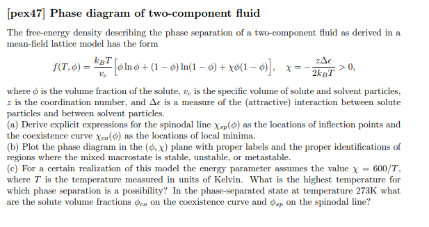 [pex47] Phase diagram of two-component fluid The | Chegg.com