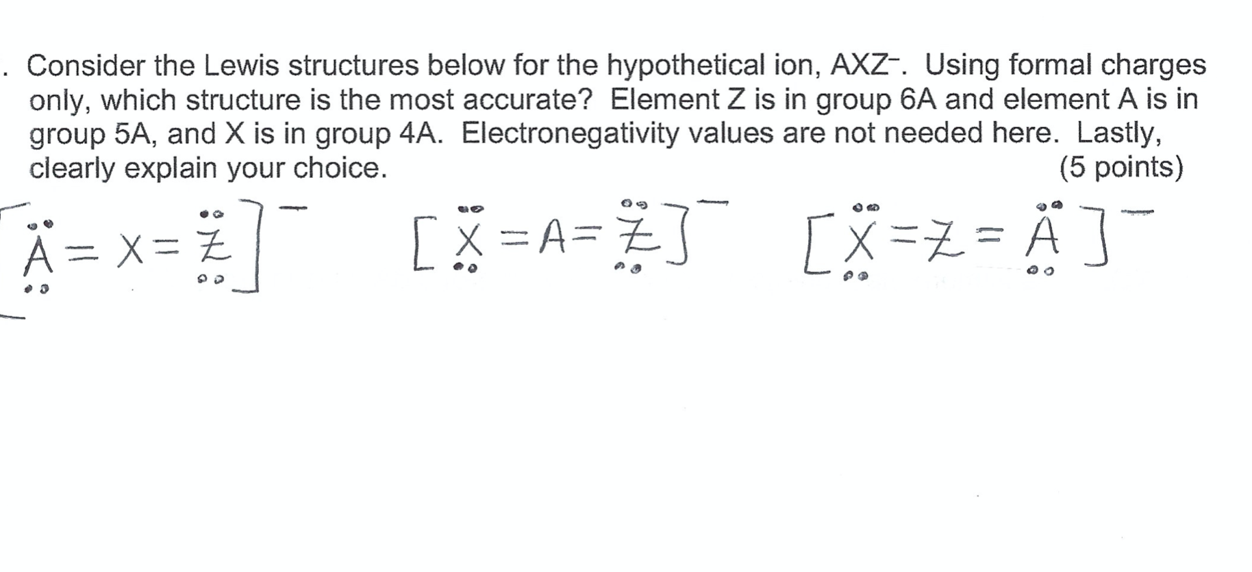 Solved Consider the Lewis structures below for the | Chegg.com
