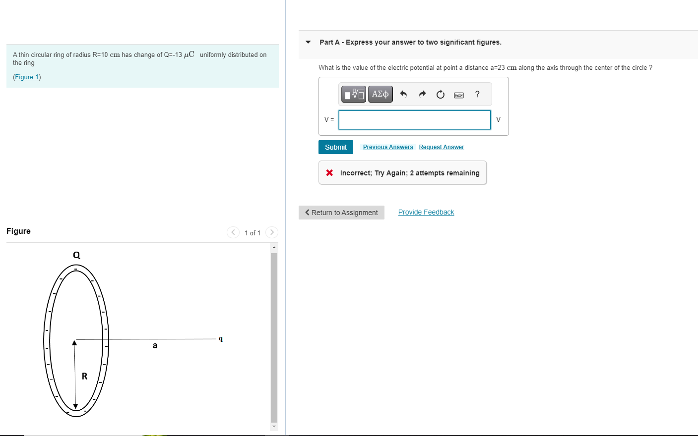 Solved Part A - Express your answer to two significant | Chegg.com