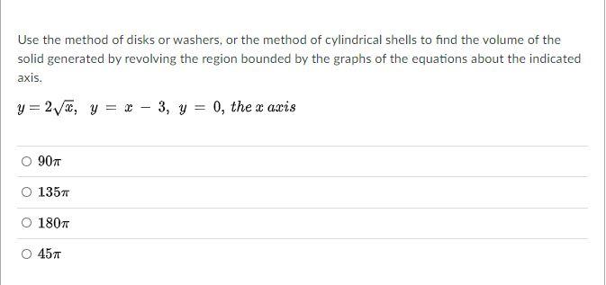 Solved Use the method of disks or washers, or the method of | Chegg.com