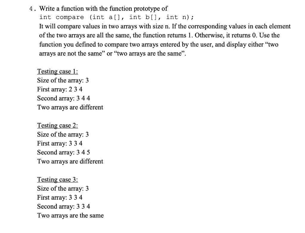 Solved 4 Write A Function With The Function Prototype Of 