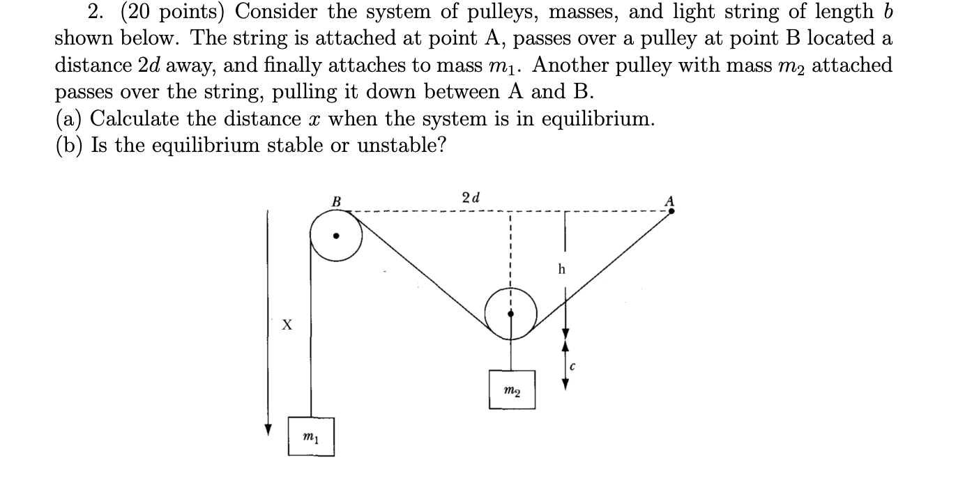 Solved 2. (20 points) Consider the system of pulleys, | Chegg.com