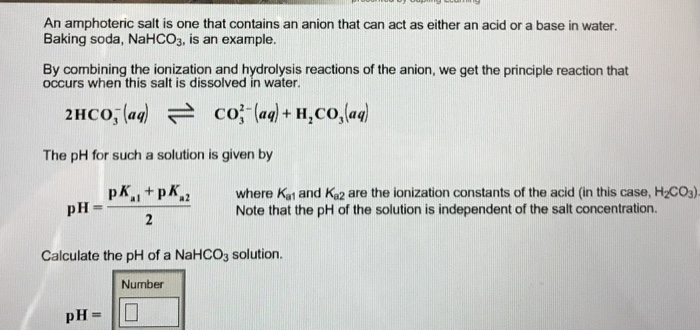 Solved An amphoteric salt is one that contains an anion that | Chegg.com
