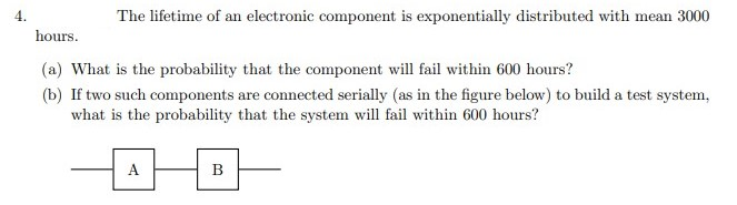 Solved 4. The lifetime of an electronic component is | Chegg.com