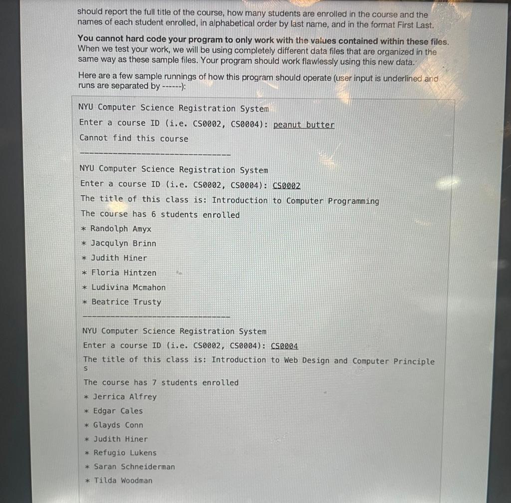 Solved enrollment_data.txt Stores the course ID, last name | Chegg.com
