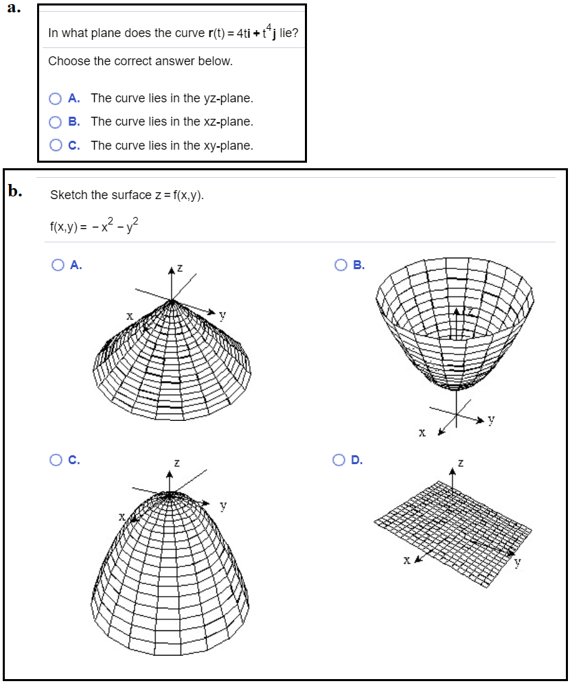 Solved a. In what plane does the curve r(t) = 4ti + t*j lie? | Chegg.com