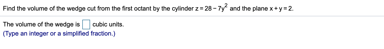 Solved Find the volume of the wedge cut from the first | Chegg.com