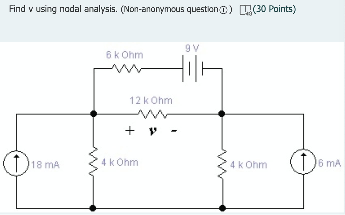 Solved Find v using nodal analysis. (Non-anonymous question | Chegg.com
