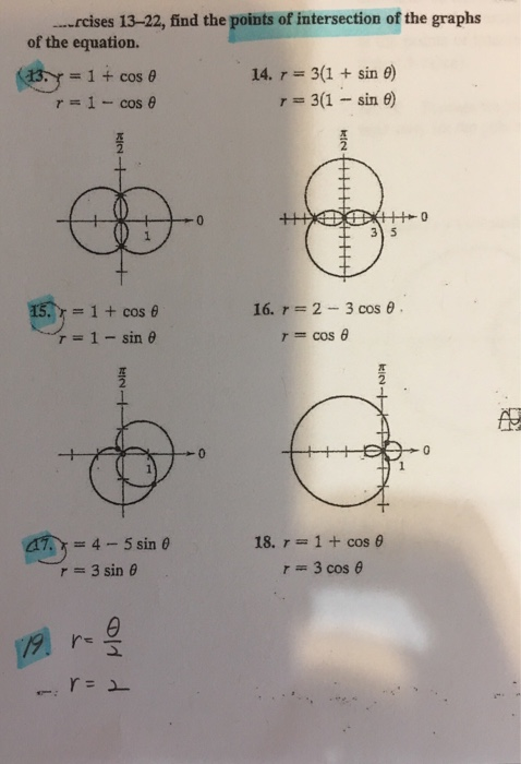 Solved ...rcises 13-22, find the points of intersection of | Chegg.com